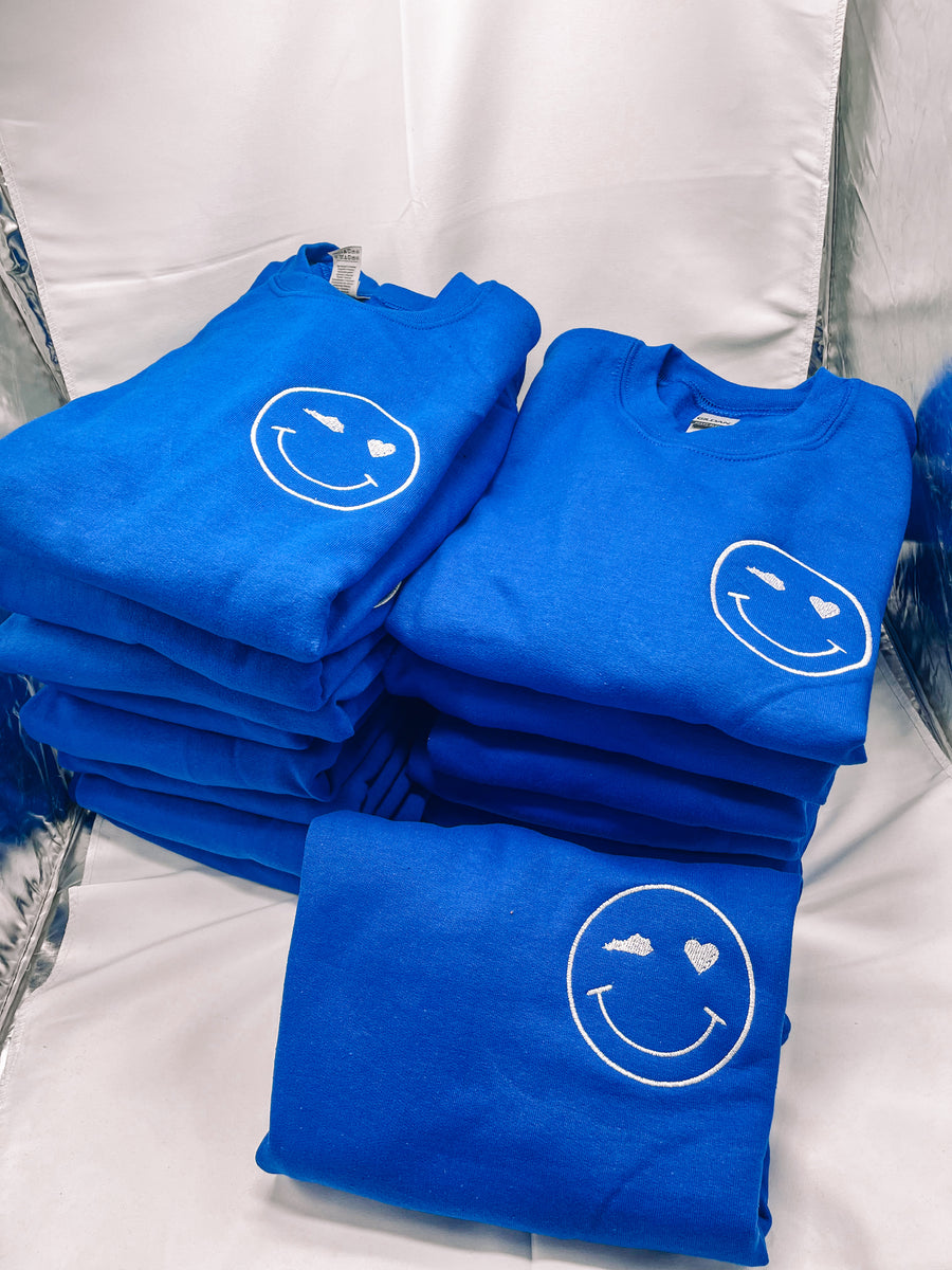 Smiley Face Embroidered (left chest) sweatshirt – SOUTHERN DESIGNS