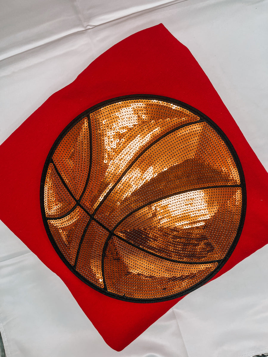 Red Sequin basketball Sweatshirt (2 WEEK TAT) – SOUTHERN DESIGNS