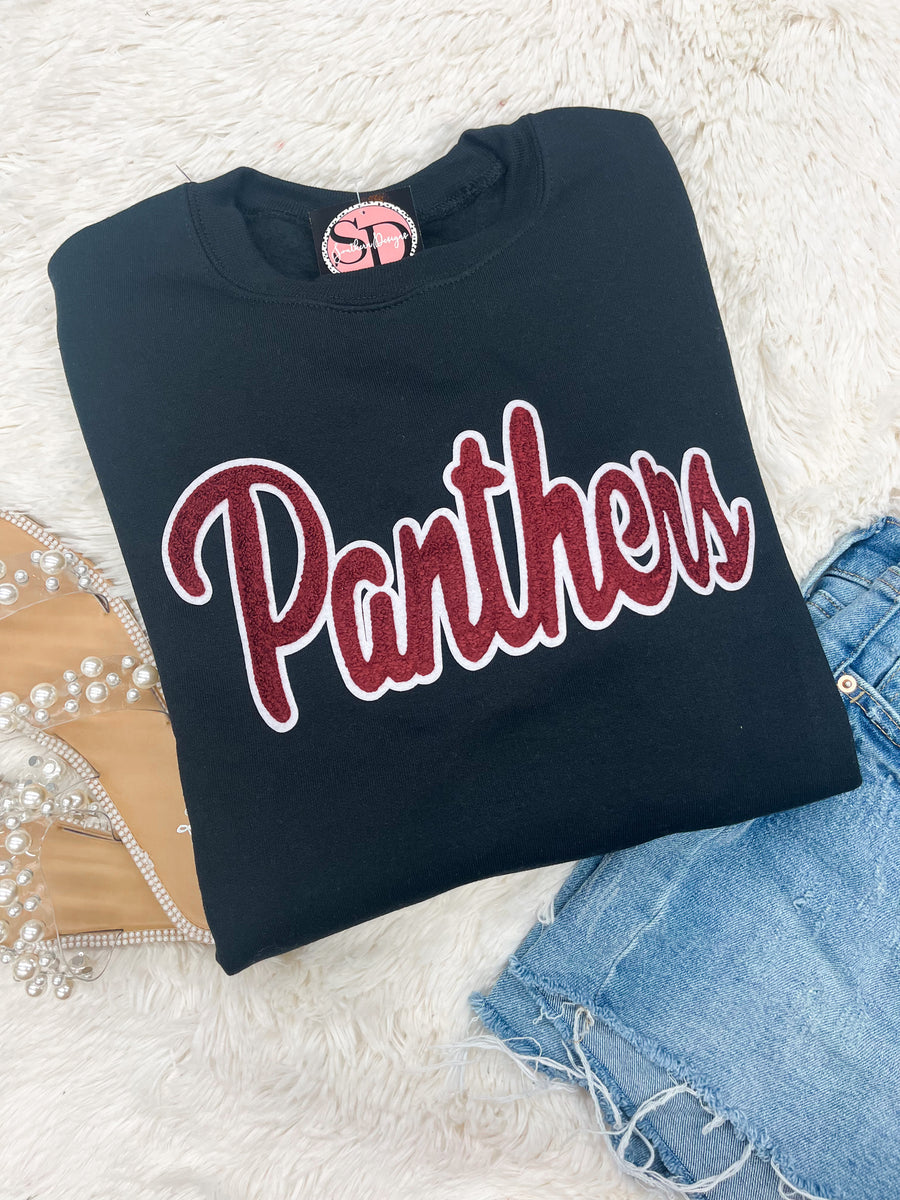 Panthers cursive Chenille Sweatshirt (2 WEEK TAT) – SOUTHERN DESIGNS